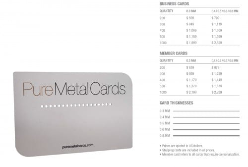 Standard Stainless Steel Cards