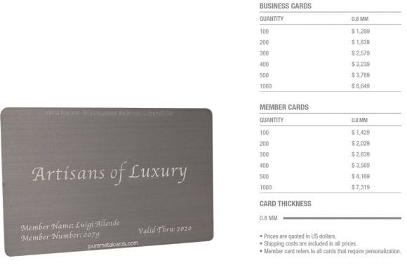 Pure Metal Cards - Brushed Titanium Cards