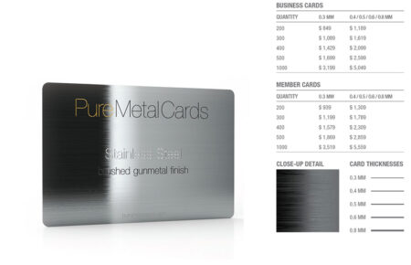 Brushed Gun Metal Gray Stainless Steel Business Cards - Pure Metal Cards