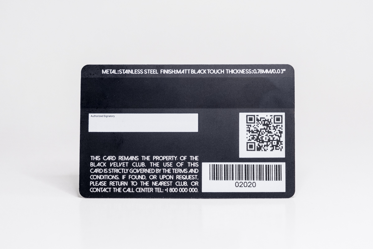 Matt Black Velvet Stainless Steel Cards | PURE METAL CARDS