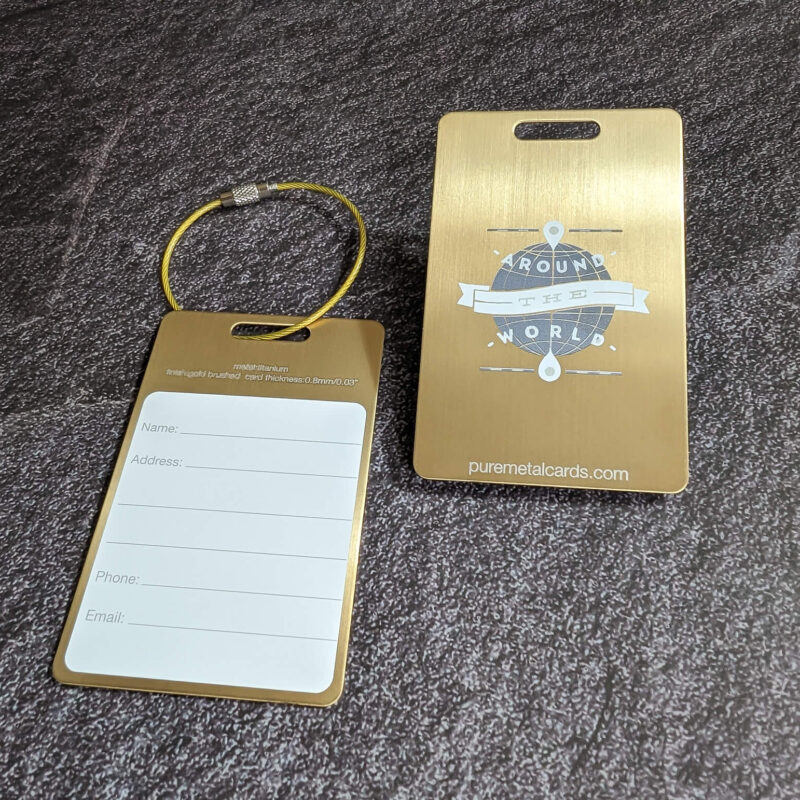 Distinctive and Durable Brushed Gold Titanium Luggage Tags